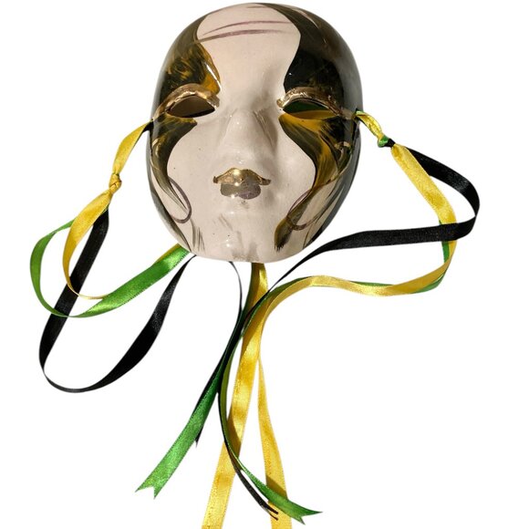 Vintage | Art | Vintage Ceramic Mardi Gras Face Mask Hand Painted Woman ...